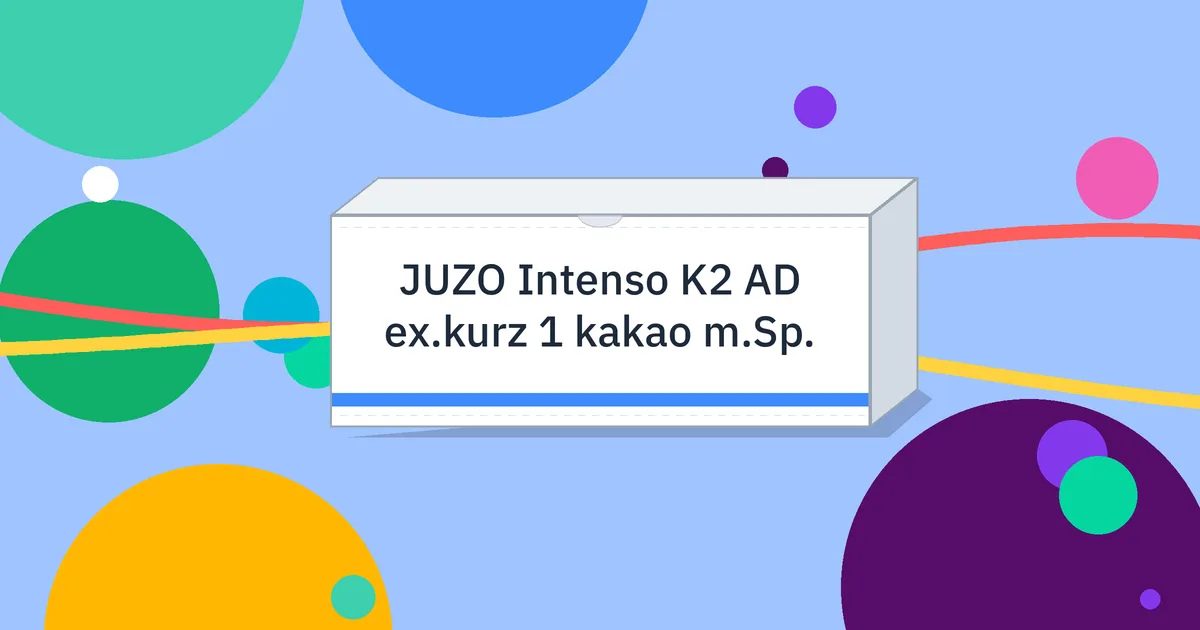 Symbolbild: Packung mit der Aufschrift JUZO Intenso K2 AD ex.kurz 1 kakao m.Sp. (PZN 18608305) – Verfügbarkeit und Bezug in Apotheken in Frankfurt am Main