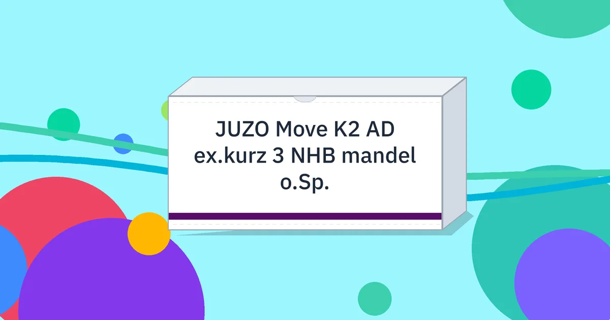 Symbolbild: Packung mit der Aufschrift JUZO Move K2 AD ex.kurz 3 NHB mandel o.Sp. (PZN 16341559) – Verfügbarkeit und Bezug in Apotheken in Frankfurt am Main