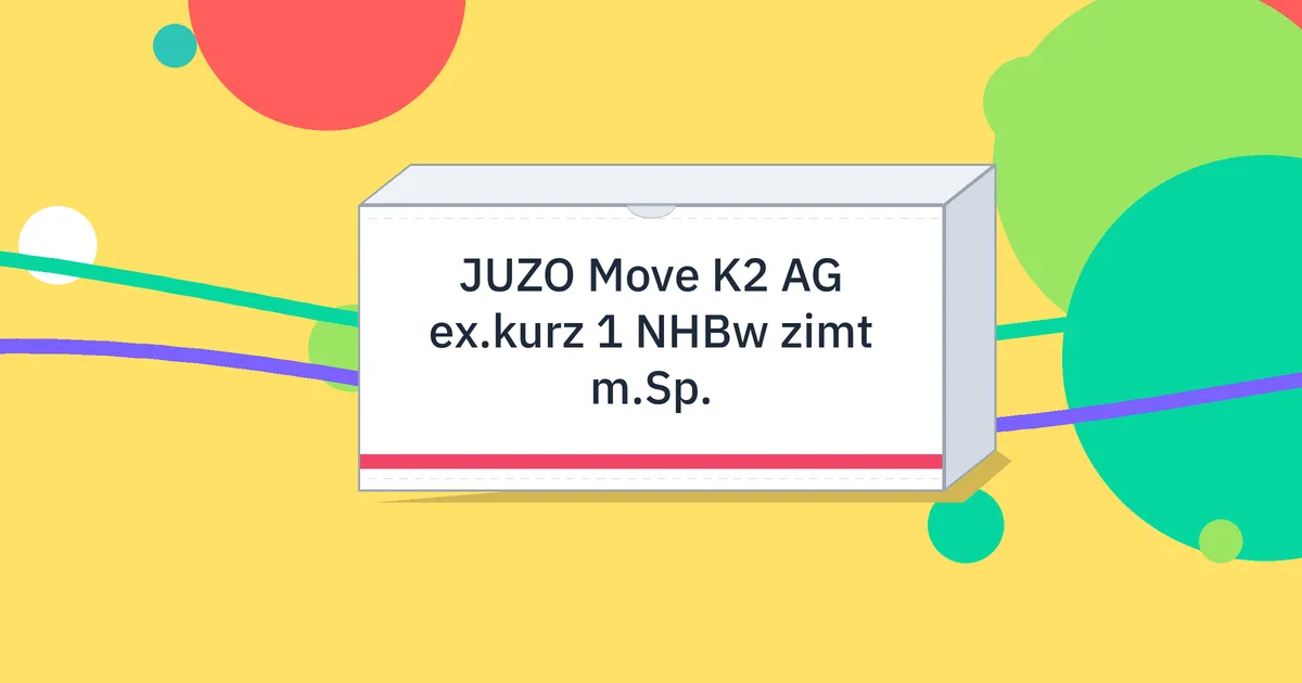 Symbolbild: Packung mit der Aufschrift JUZO Move K2 AG ex.kurz 1 NHBw zimt m.Sp. (PZN 18530974) – Verfügbarkeit und Bezug in Apotheken in Frankfurt am Main