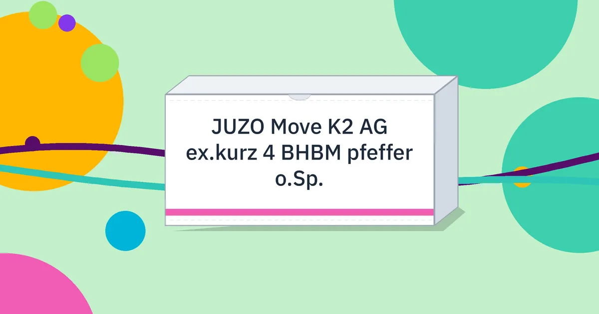 Symbolbild: Packung mit der Aufschrift JUZO Move K2 AG ex.kurz 4 BHBM pfeffer o.Sp. (PZN 16648312) – Verfügbarkeit und Bezug in Apotheken in Frankfurt am Main