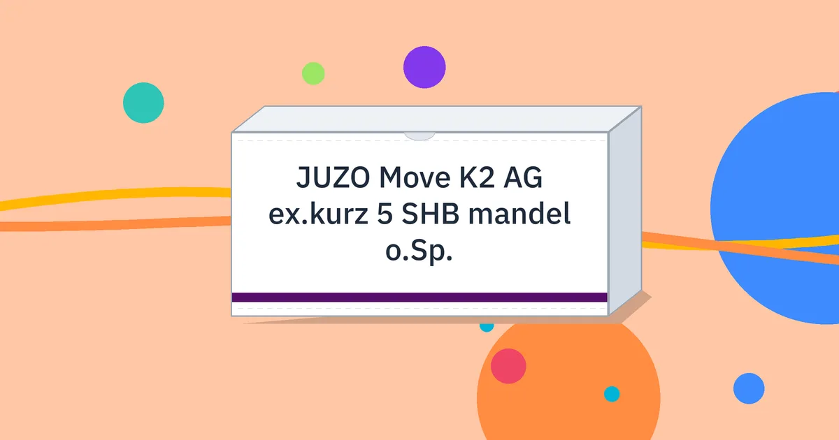 Symbolbild: Packung mit der Aufschrift JUZO Move K2 AG ex.kurz 5 SHB mandel o.Sp. (PZN 16651900) – Verfügbarkeit und Bezug in Apotheken in Frankfurt am Main