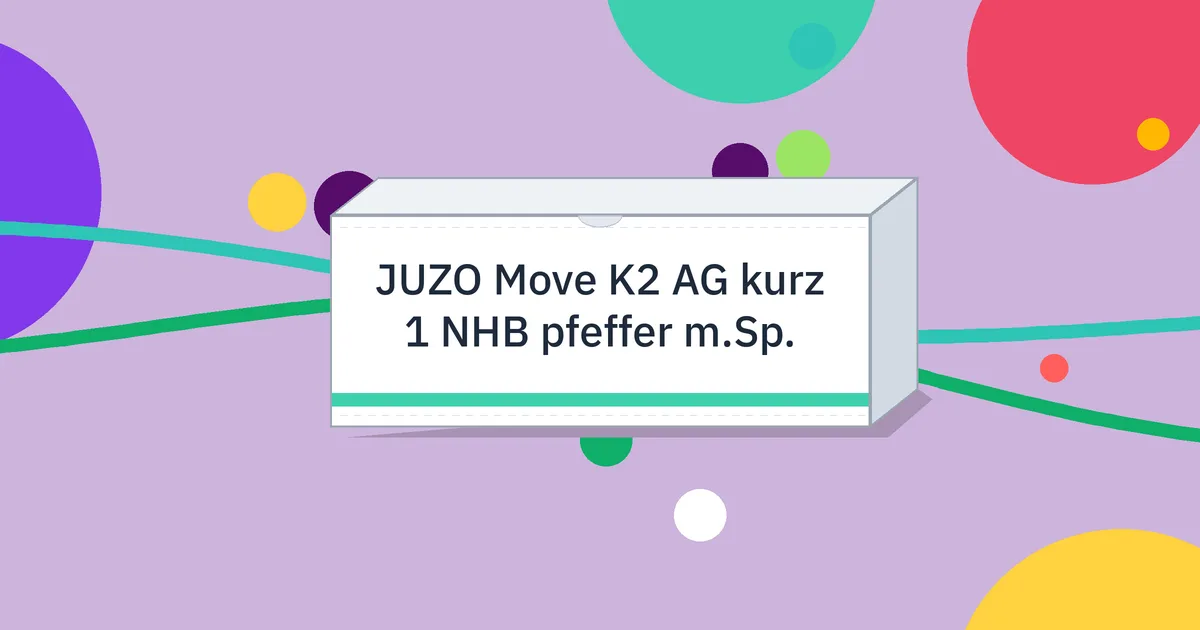 Symbolbild: Packung mit der Aufschrift JUZO Move K2 AG kurz 1 NHB pfeffer m.Sp. (PZN 16637099) – Verfügbarkeit und Bezug in Apotheken in Frankfurt am Main
