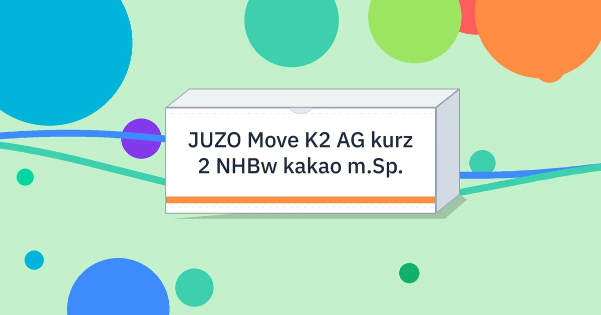 Symbolbild: Packung mit der Aufschrift JUZO Move K2 AG kurz 2 NHBw kakao m.Sp. (PZN 18558748) – Verfügbarkeit und Bezug in Apotheken in Frankfurt am Main