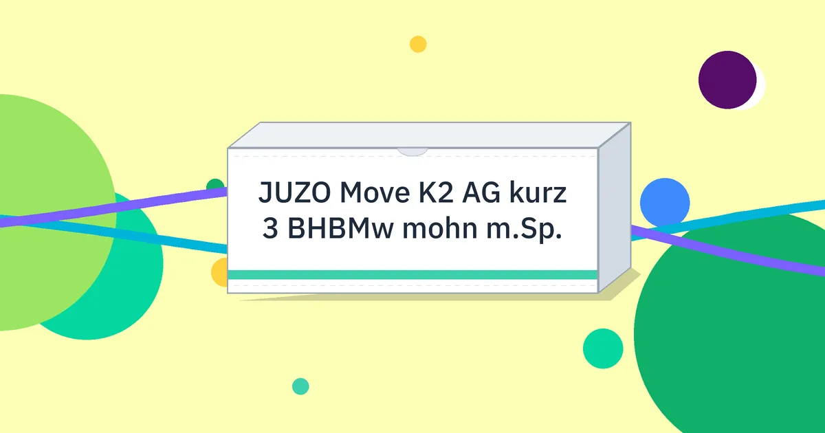 Symbolbild: Packung mit der Aufschrift JUZO Move K2 AG kurz 3 BHBMw mohn m.Sp. (PZN 18560449) – Verfügbarkeit und Bezug in Apotheken in Frankfurt am Main