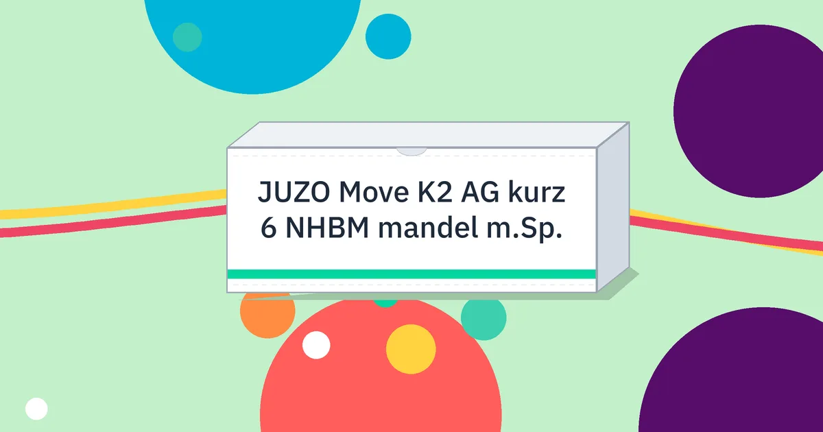 Symbolbild: Packung mit der Aufschrift JUZO Move K2 AG kurz 6 NHBM mandel m.Sp. (PZN 16642574) – Verfügbarkeit und Bezug in Apotheken in Frankfurt am Main