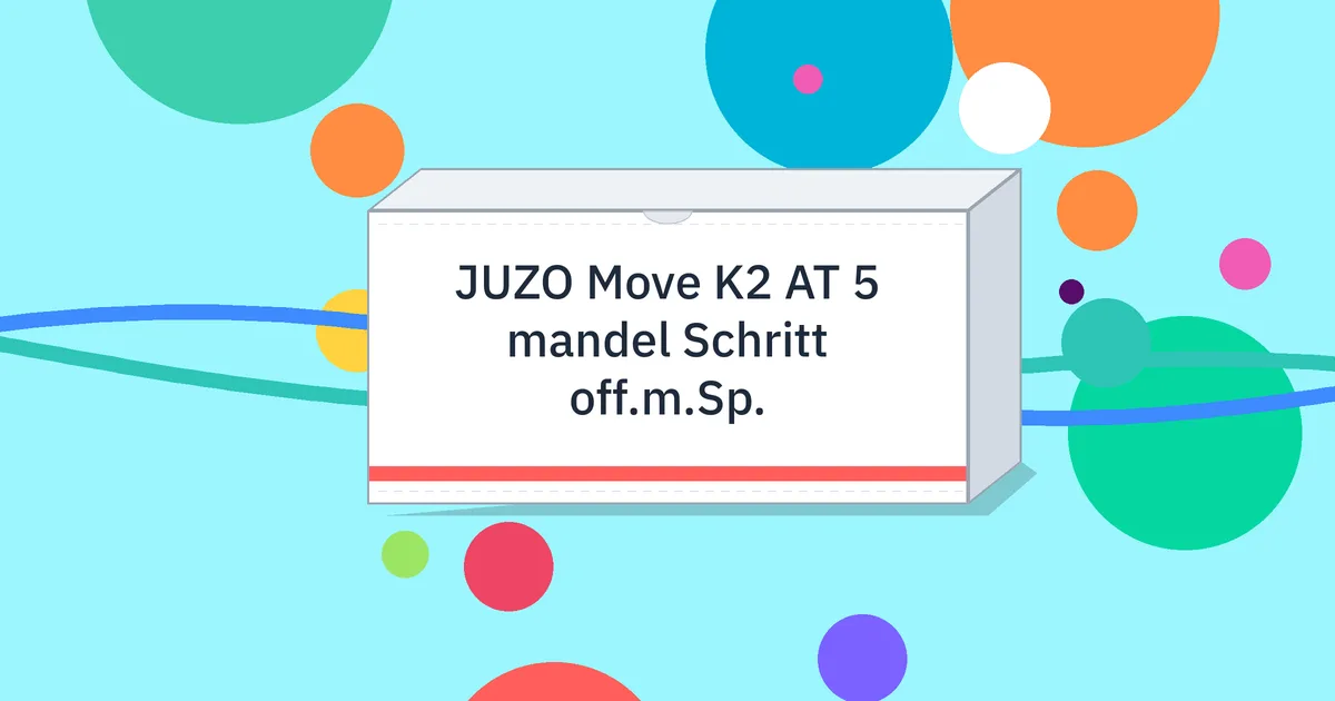 Symbolbild: Packung mit der Aufschrift JUZO Move K2 AT 5 mandel Schritt off.m.Sp. (PZN 20668378) – Verfügbarkeit und Bezug in Apotheken in Frankfurt am Main
