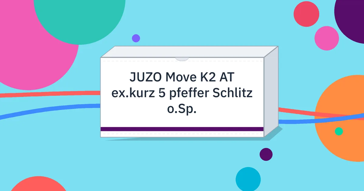 Symbolbild: Packung mit der Aufschrift JUZO Move K2 AT ex.kurz 5 pfeffer Schlitz o.Sp. (PZN 20673184) – Verfügbarkeit und Bezug in Apotheken in Frankfurt am Main