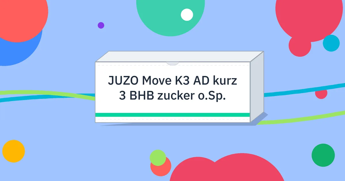 Symbolbild: Packung mit der Aufschrift JUZO Move K3 AD kurz 3 BHB zucker o.Sp. (PZN 18568959) – Verfügbarkeit und Bezug in Apotheken in Frankfurt am Main