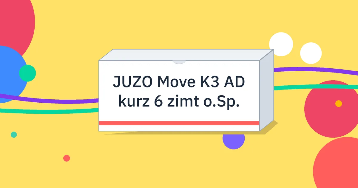 Symbolbild: Packung mit der Aufschrift JUZO Move K3 AD kurz 6 zimt o.Sp. (PZN 18568617) – Verfügbarkeit und Bezug in Apotheken in Frankfurt am Main