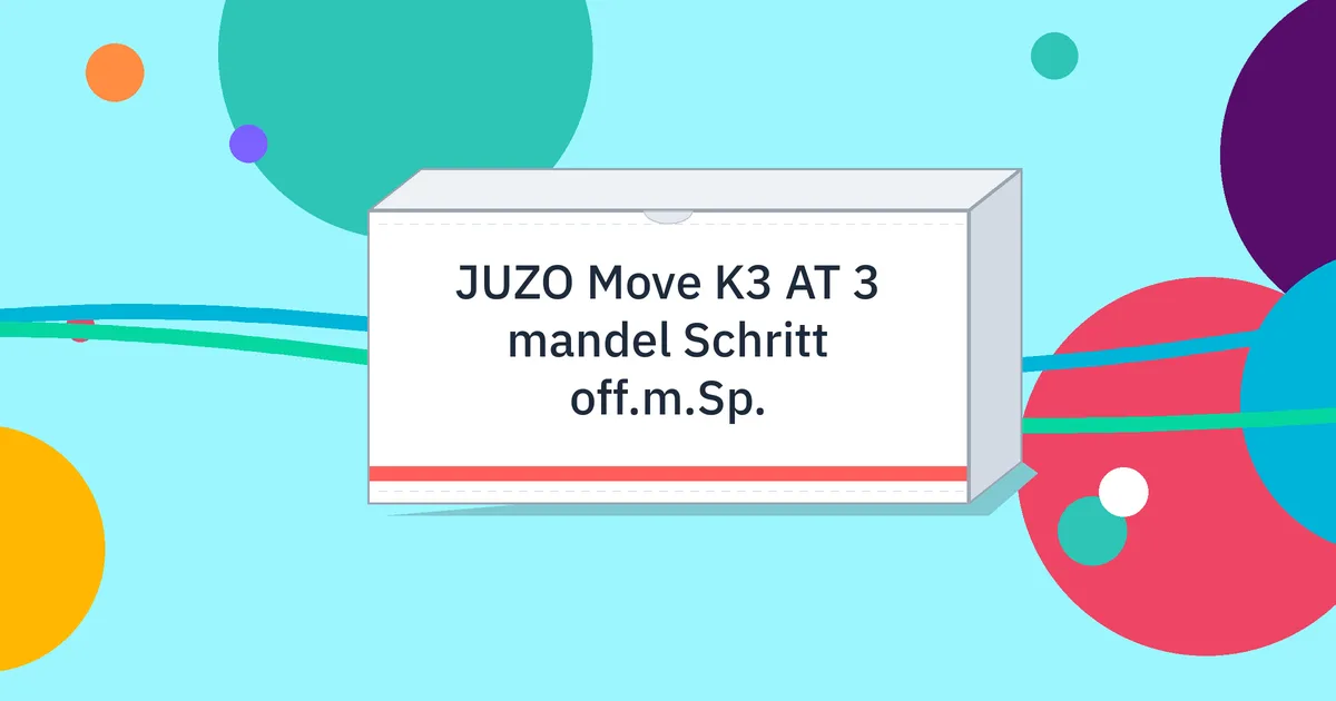 Symbolbild: Packung mit der Aufschrift JUZO Move K3 AT 3 mandel Schritt off.m.Sp. (PZN 20677584) – Verfügbarkeit und Bezug in Apotheken in Frankfurt am Main