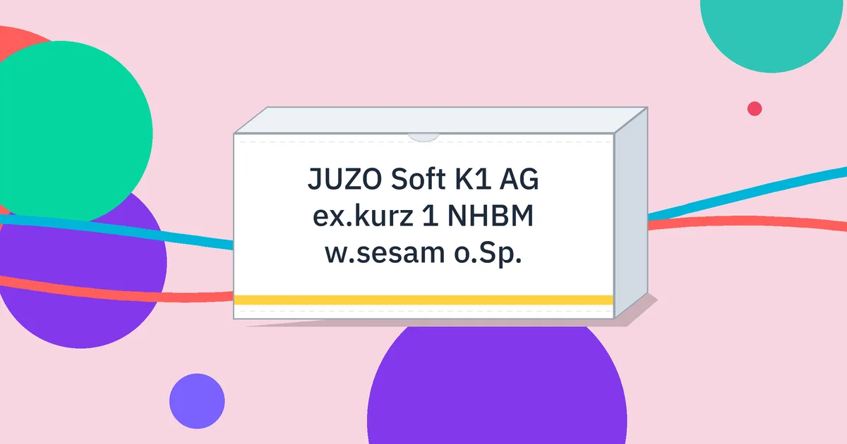 Symbolbild: Packung mit der Aufschrift JUZO Soft K1 AG ex.kurz 1 NHBM w.sesam o.Sp. (PZN 15000425) – Verfügbarkeit und Bezug in Apotheken in Frankfurt am Main