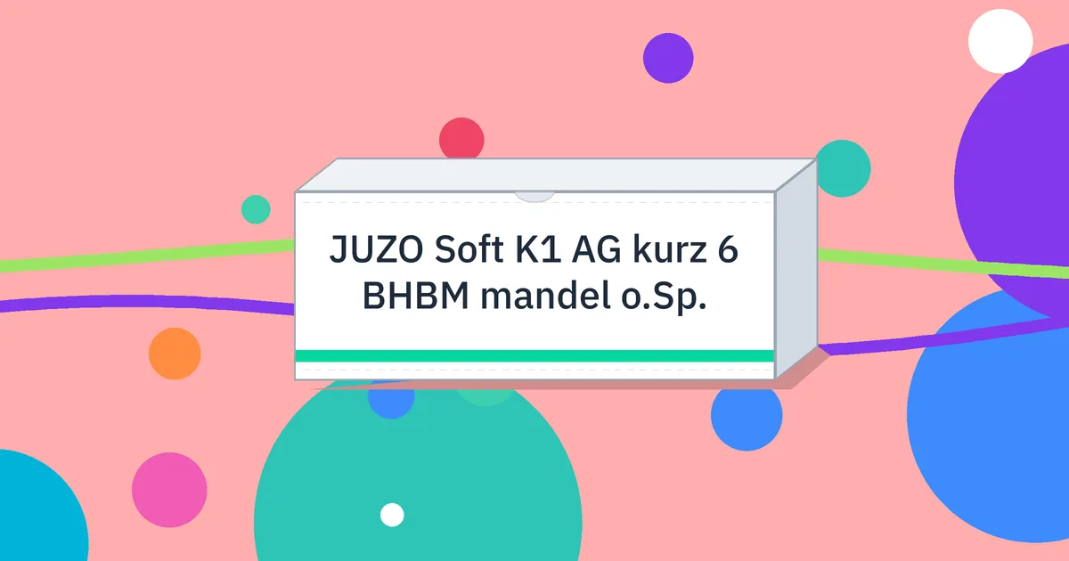 Symbolbild: Packung mit der Aufschrift JUZO Soft K1 AG kurz 6 BHBM mandel o.Sp. (PZN 14857856) – Verfügbarkeit und Bezug in Apotheken in Frankfurt am Main