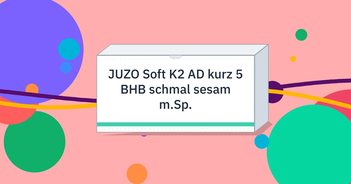Symbolbild: Packung mit der Aufschrift JUZO Soft K2 AD kurz 5 BHB schmal sesam m.Sp. (PZN 15467703) – Verfügbarkeit und Bezug in Apotheken in Frankfurt am Main