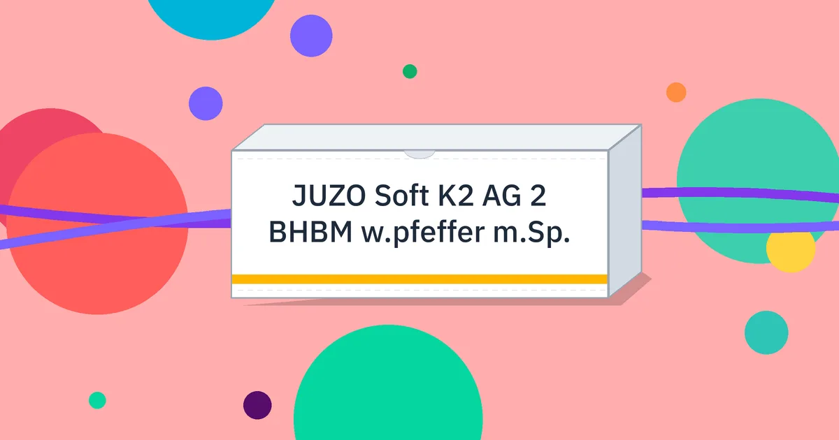 Symbolbild: Packung mit der Aufschrift JUZO Soft K2 AG 2 BHBM w.pfeffer m.Sp. (PZN 14866648) – Verfügbarkeit und Bezug in Apotheken in Frankfurt am Main