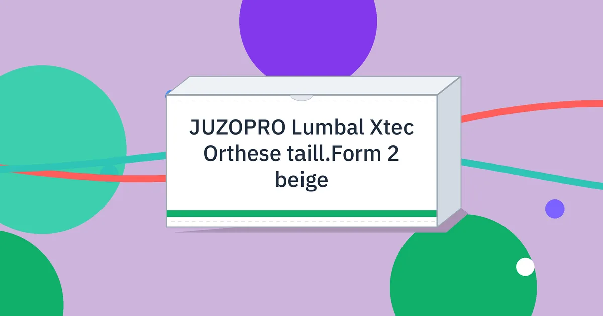 Symbolbild: Packung mit der Aufschrift JUZOPRO Lumbal Xtec Orthese taill.Form 2 beige (PZN 16498189) – Verfügbarkeit und Bezug in Apotheken in Frankfurt am Main