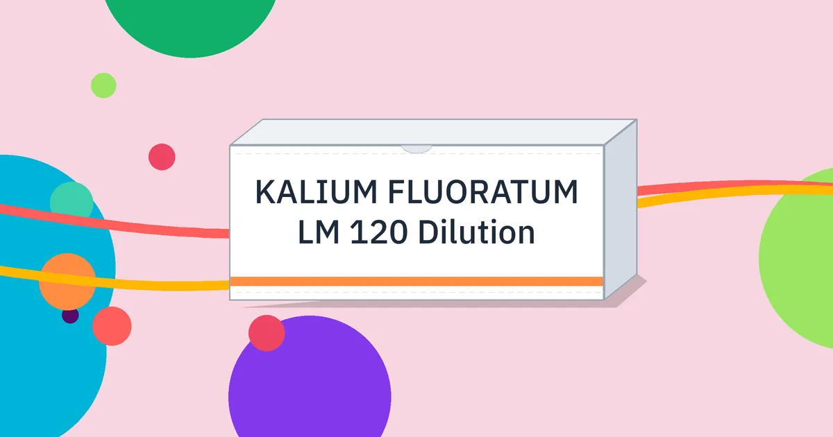Symbolbild: Packung mit der Aufschrift KALIUM FLUORATUM LM 120 Dilution (PZN 12921834) – Verfügbarkeit und Bezug in Apotheken in Frankfurt am Main