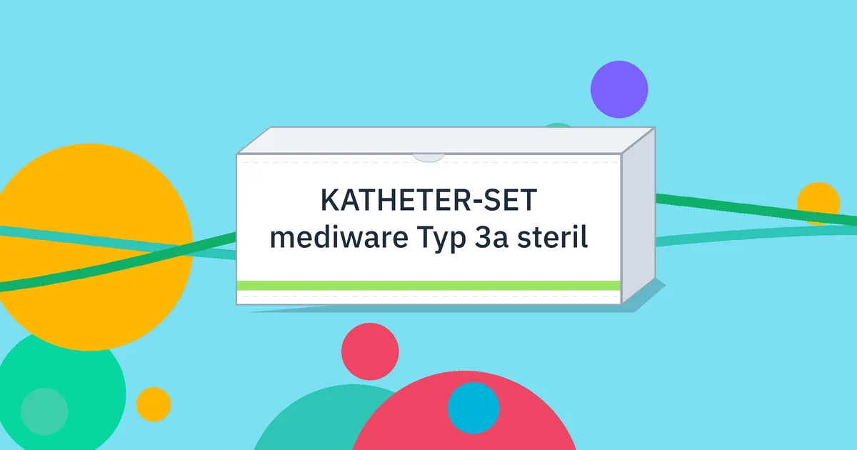 Symbolbild: Packung mit der Aufschrift KATHETER-SET mediware Typ 3a steril (PZN 04673948) – Verfügbarkeit und Bezug in Apotheken in Frankfurt am Main