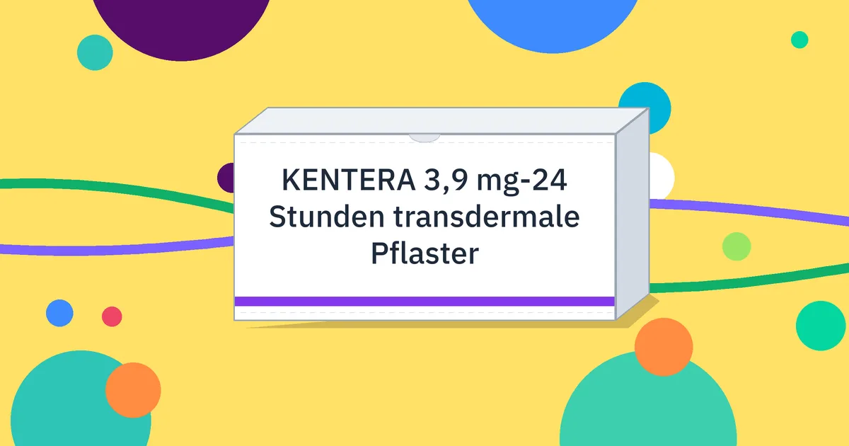 Symbolbild: Packung mit der Aufschrift KENTERA 3,9 mg-24 Stunden transdermale Pflaster (PZN 03109938) – Verfügbarkeit und Bezug in Apotheken in Frankfurt am Main
