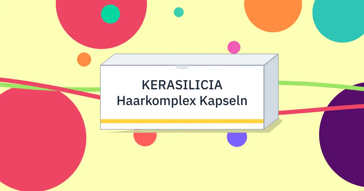 Symbolbild: Packung mit der Aufschrift KERASILICIA Haarkomplex Kapseln (PZN 17308860) – Verfügbarkeit und Bezug in Apotheken in Frankfurt am Main