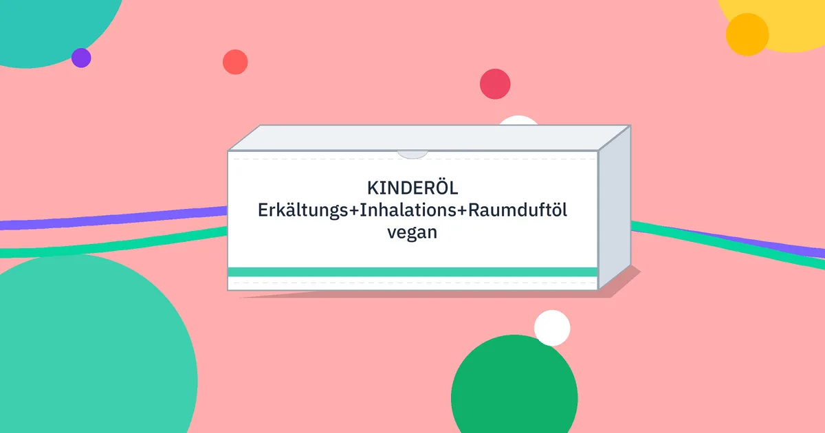 Symbolbild: Packung mit der Aufschrift KINDERÖL Erkältungs+Inhalations+Raumduftöl vegan (PZN 11848354) – Verfügbarkeit und Bezug in Apotheken in Frankfurt am Main