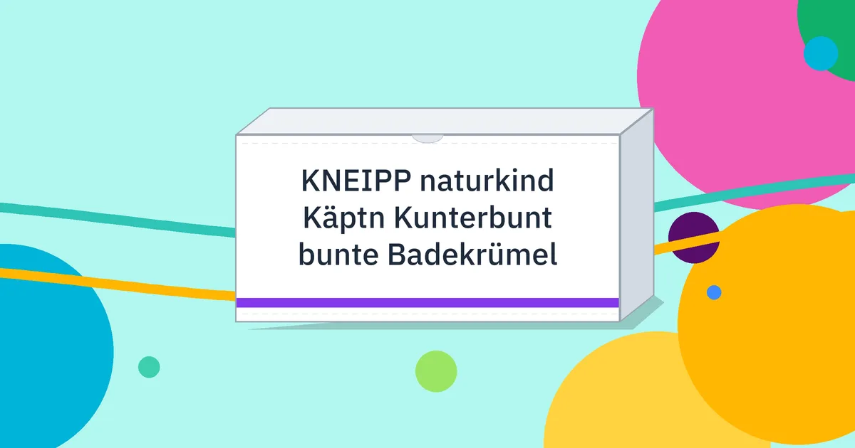 Symbolbild: Packung mit der Aufschrift KNEIPP naturkind Käptn Kunterbunt bunte Badekrümel (PZN 18776712) – Verfügbarkeit und Bezug in Apotheken in Frankfurt am Main