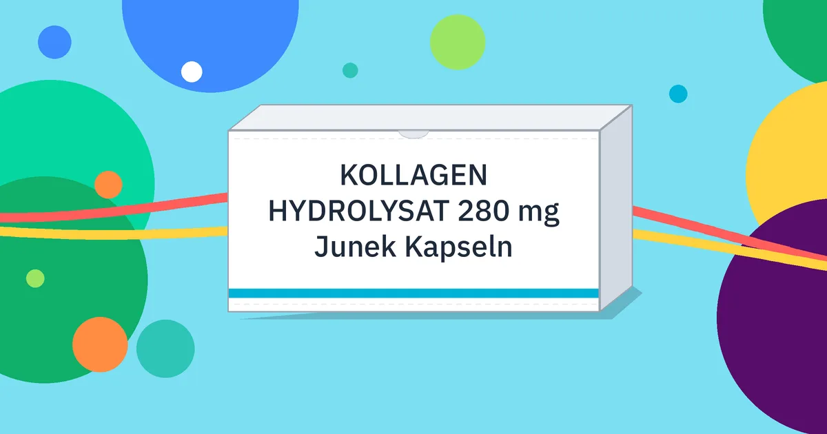 Symbolbild: Packung mit der Aufschrift KOLLAGEN HYDROLYSAT 280 mg Junek Kapseln (PZN 09325040) – Verfügbarkeit und Bezug in Apotheken in Frankfurt am Main