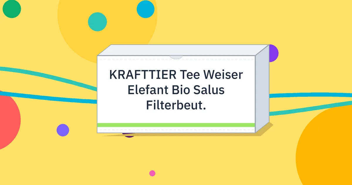 Symbolbild: Packung mit der Aufschrift KRAFTTIER Tee Weiser Elefant Bio Salus Filterbeut. (PZN 19351050) – Verfügbarkeit und Bezug in Apotheken in Frankfurt am Main