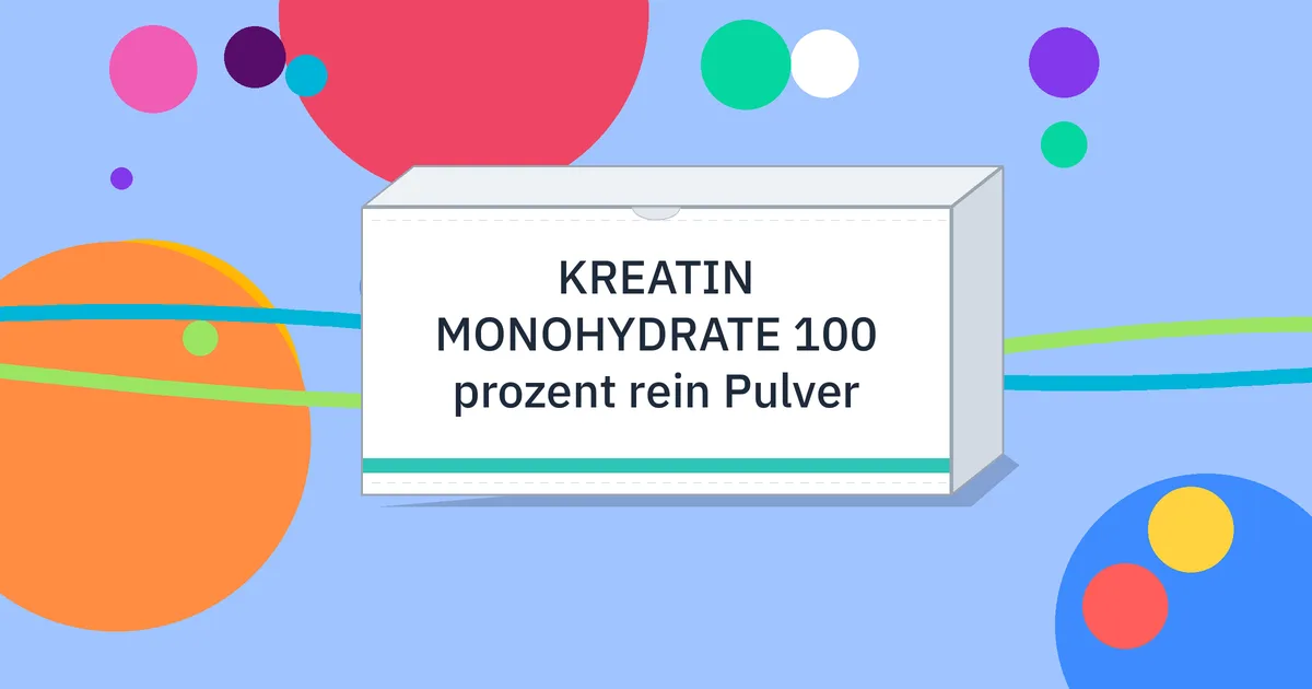Symbolbild: Packung mit der Aufschrift KREATIN MONOHYDRATE 100 prozent rein Pulver (PZN 00272342) – Verfügbarkeit und Bezug in Apotheken in Frankfurt am Main
