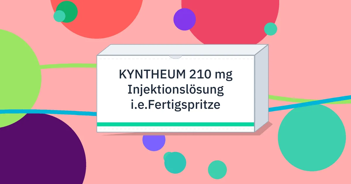 Symbolbild: Packung mit der Aufschrift KYNTHEUM 210 mg Injektionslösung i.e.Fertigspritze (PZN 16837148) – Verfügbarkeit und Bezug in Apotheken in Frankfurt am Main