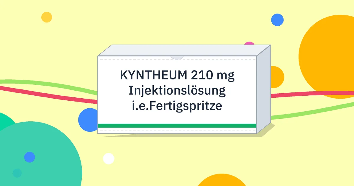 Symbolbild: Packung mit der Aufschrift KYNTHEUM 210 mg Injektionslösung i.e.Fertigspritze (PZN 19474657) – Verfügbarkeit und Bezug in Apotheken in Frankfurt am Main