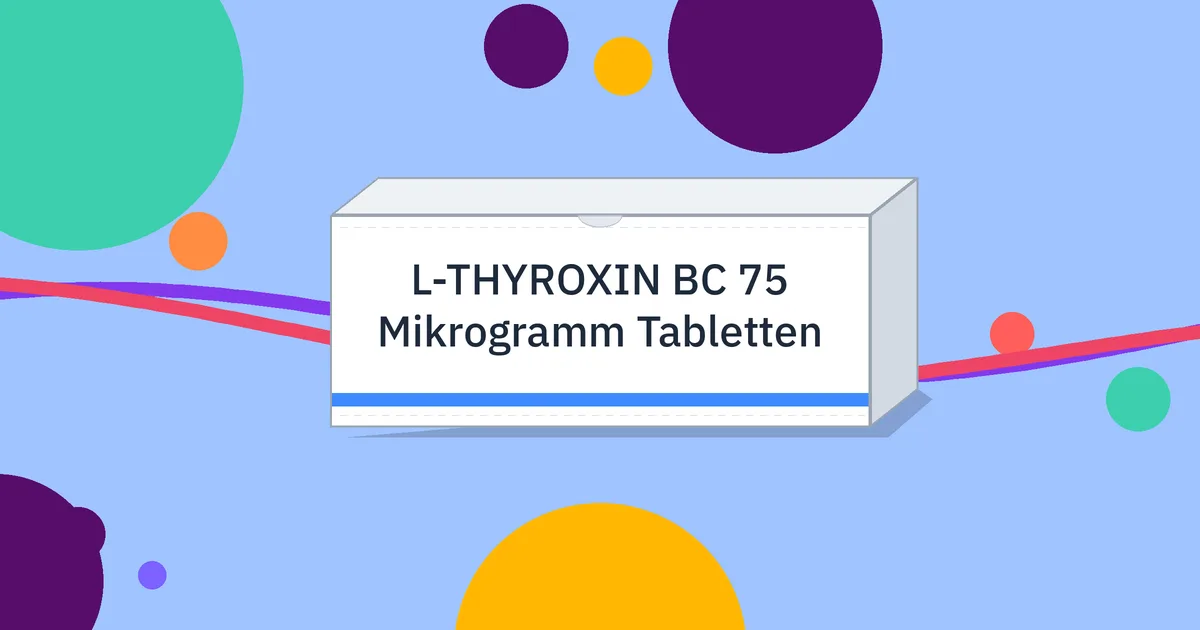 Symbolbild: Packung mit der Aufschrift L-THYROXIN BC 75 Mikrogramm Tabletten (PZN 17627648) – Verfügbarkeit und Bezug in Apotheken in Frankfurt am Main