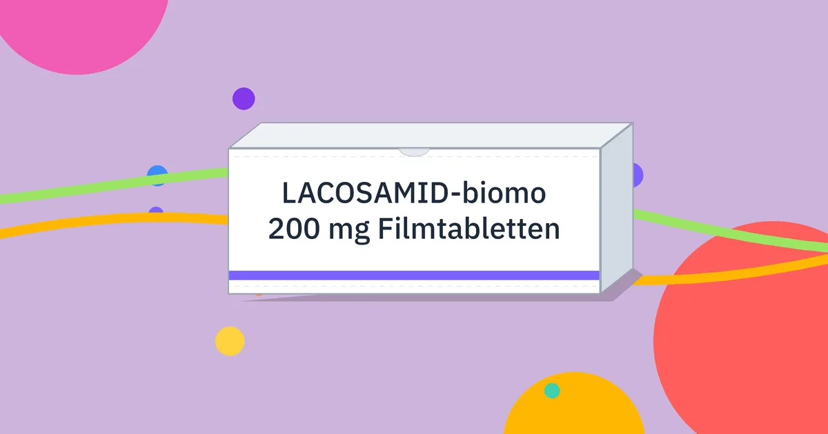 Symbolbild: Packung mit der Aufschrift LACOSAMID-biomo 200 mg Filmtabletten (PZN 17212568) – Verfügbarkeit und Bezug in Apotheken in Frankfurt am Main