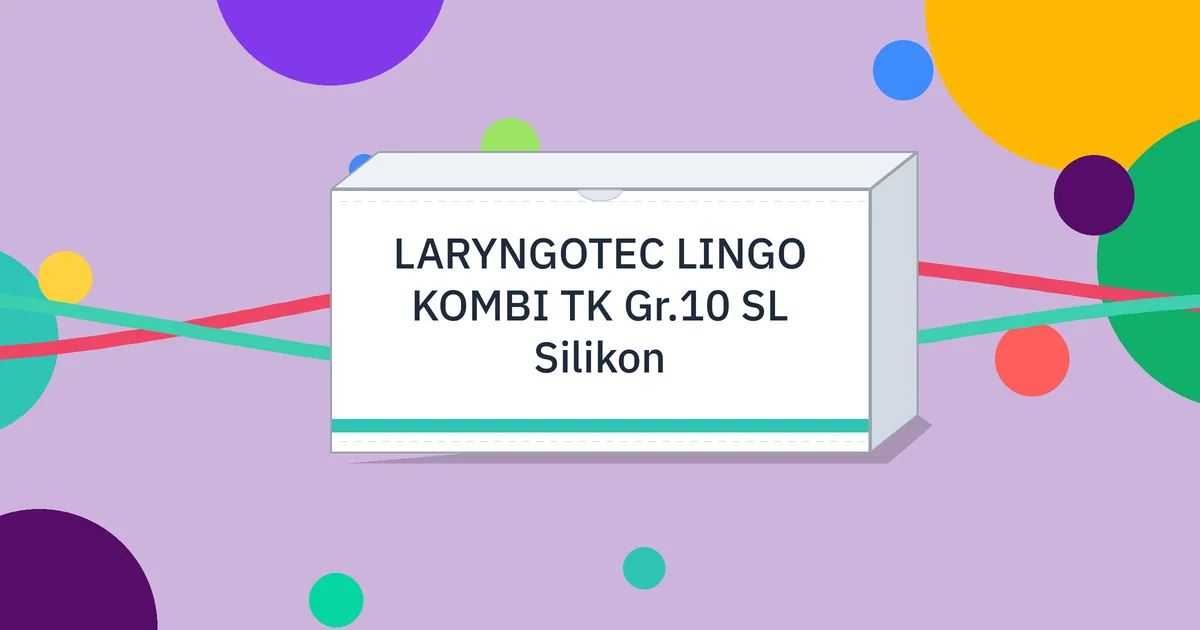 Symbolbild: Packung mit der Aufschrift LARYNGOTEC LINGO KOMBI TK Gr.10 SL Silikon (PZN 03311580) – Verfügbarkeit und Bezug in Apotheken in Frankfurt am Main
