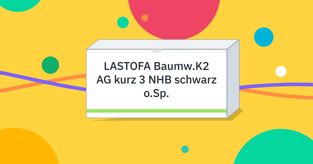 Symbolbild: Packung mit der Aufschrift LASTOFA Baumw.K2 AG kurz 3 NHB schwarz o.Sp. (PZN 01948362) – Verfügbarkeit und Bezug in Apotheken in Frankfurt am Main