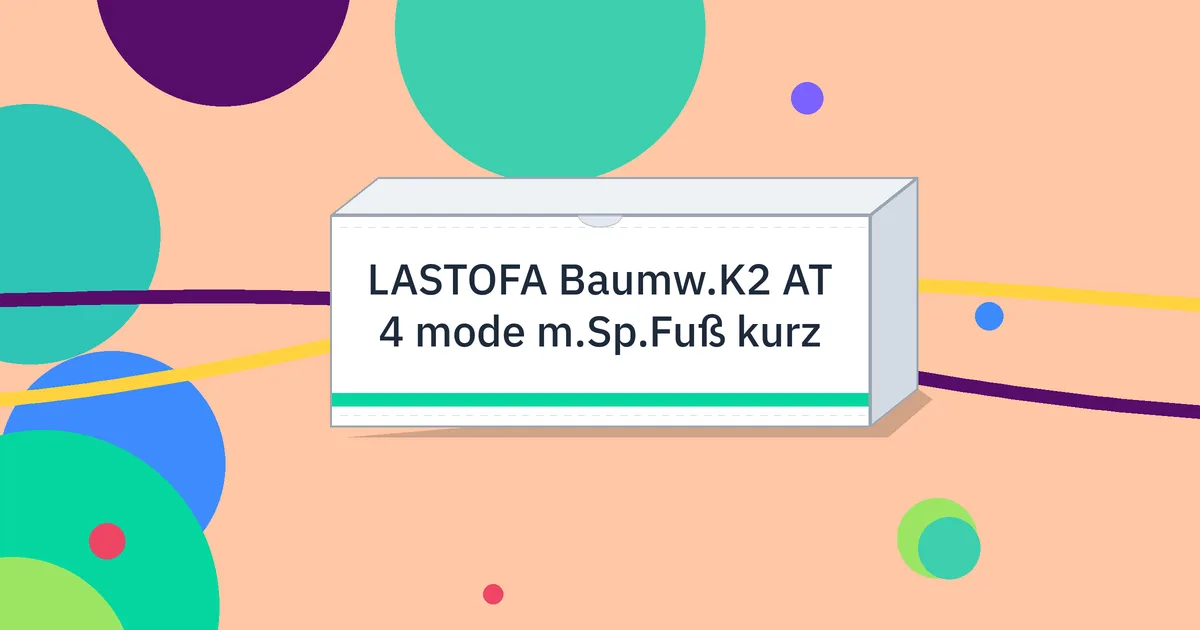 Symbolbild: Packung mit der Aufschrift LASTOFA Baumw.K2 AT 4 mode m.Sp.Fuß kurz (PZN 01950583) – Verfügbarkeit und Bezug in Apotheken in Frankfurt am Main