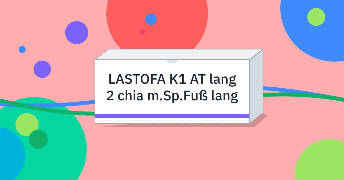 Symbolbild: Packung mit der Aufschrift LASTOFA K1 AT lang 2 chia m.Sp.Fuß lang (PZN 13795366) – Verfügbarkeit und Bezug in Apotheken in Frankfurt am Main