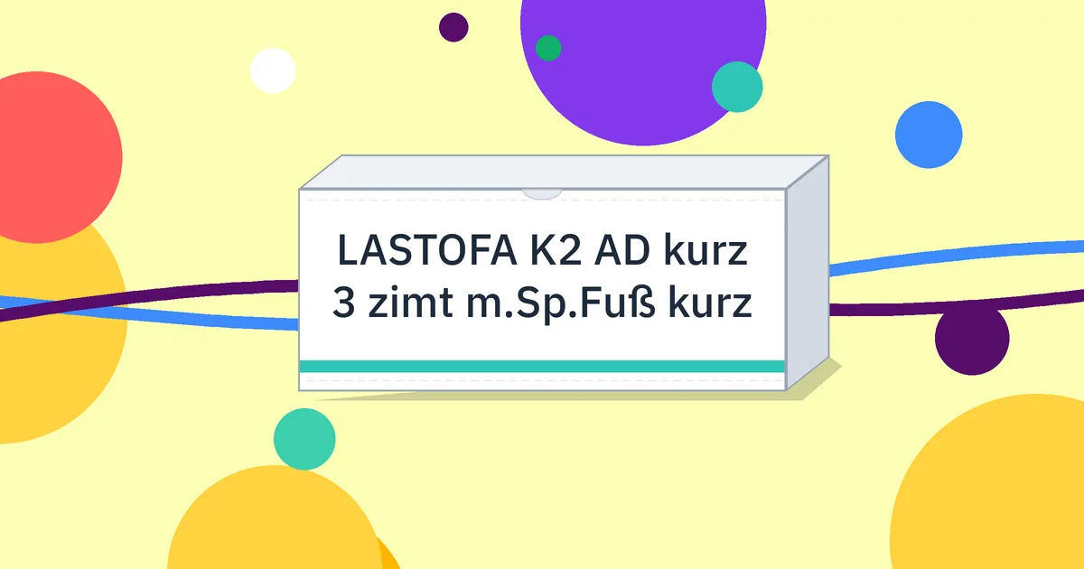 Symbolbild: Packung mit der Aufschrift LASTOFA K2 AD kurz 3 zimt m.Sp.Fuß kurz (PZN 13800216) – Verfügbarkeit und Bezug in Apotheken in Frankfurt am Main