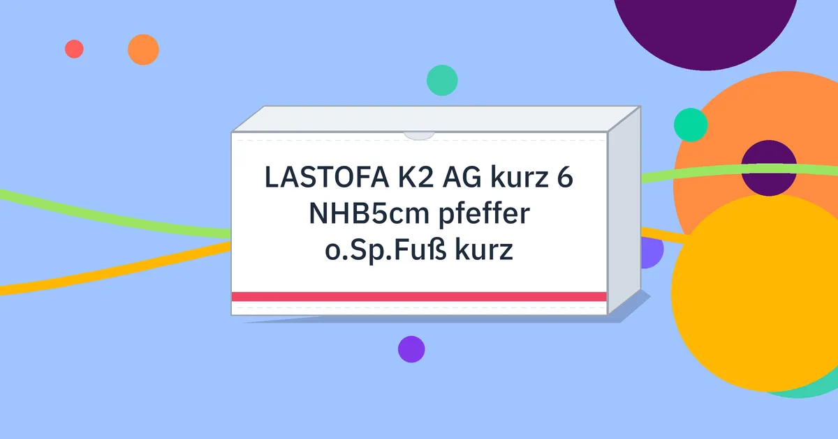 Symbolbild: Packung mit der Aufschrift LASTOFA K2 AG kurz 6 NHB5cm pfeffer o.Sp.Fuß kurz (PZN 13808100) – Verfügbarkeit und Bezug in Apotheken in Frankfurt am Main