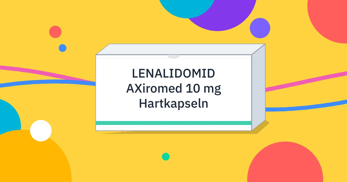 Symbolbild: Packung mit der Aufschrift LENALIDOMID AXiromed 10 mg Hartkapseln (PZN 18488841) – Verfügbarkeit und Bezug in Apotheken in Frankfurt am Main