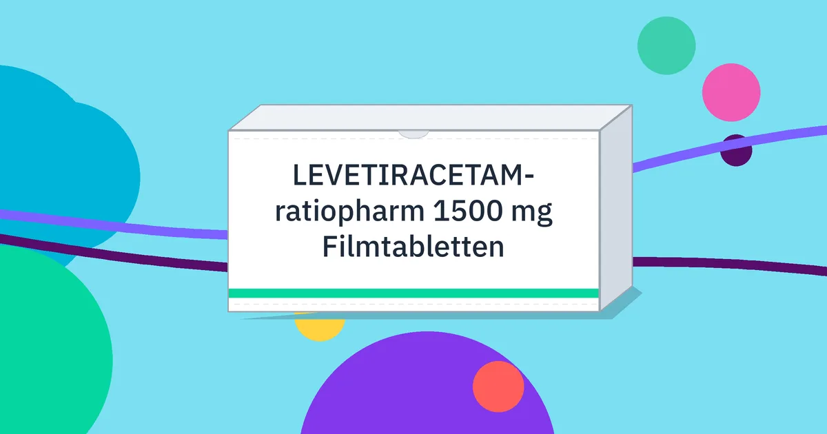Symbolbild: Packung mit der Aufschrift LEVETIRACETAM-ratiopharm 1500 mg Filmtabletten (PZN 14310394) – Verfügbarkeit und Bezug in Apotheken in Frankfurt am Main