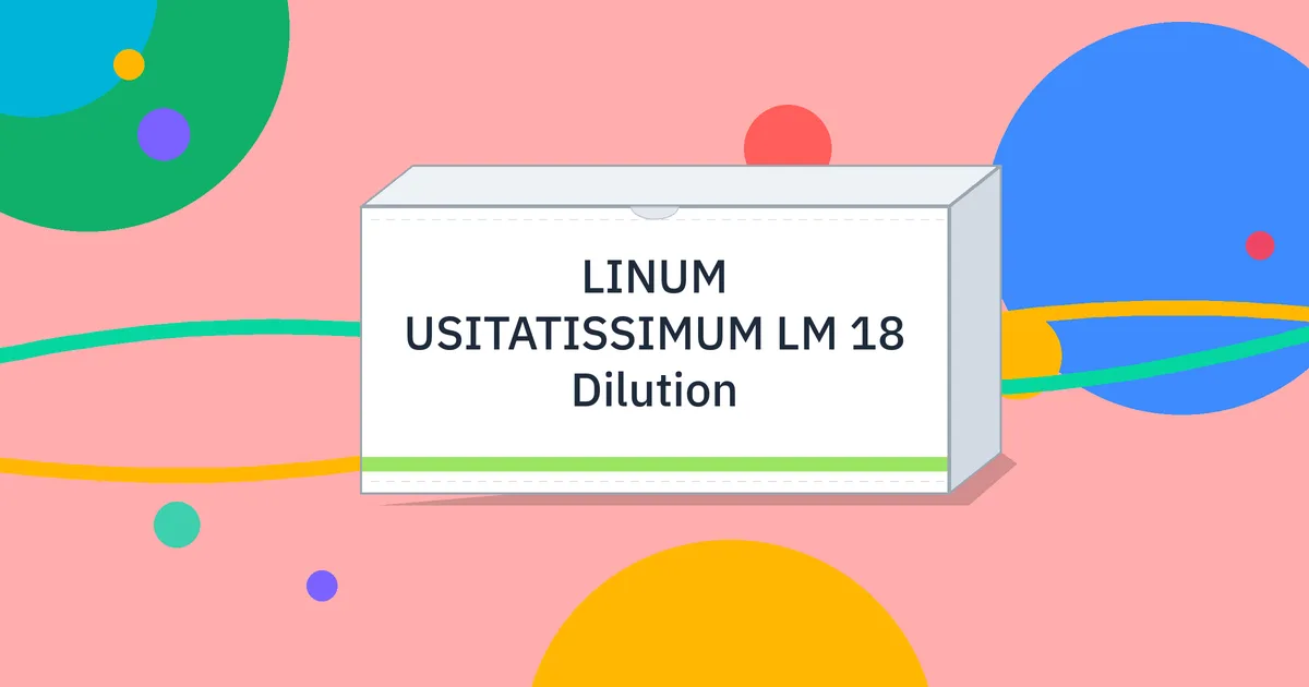 Symbolbild: Packung mit der Aufschrift LINUM USITATISSIMUM LM 18 Dilution (PZN 13530633) – Verfügbarkeit und Bezug in Apotheken in Frankfurt am Main