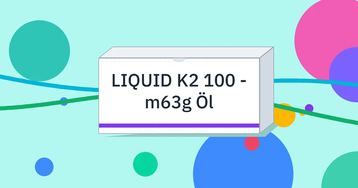 Symbolbild: Packung mit der Aufschrift LIQUID K2 100 -m63g Öl (PZN 12408321) – Verfügbarkeit und Bezug in Apotheken in Frankfurt am Main