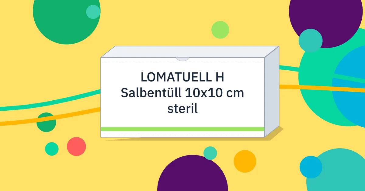 Symbolbild: Packung mit der Aufschrift LOMATUELL H Salbentüll 10x10 cm steril (PZN 08454864) – Verfügbarkeit und Bezug in Apotheken in Frankfurt am Main