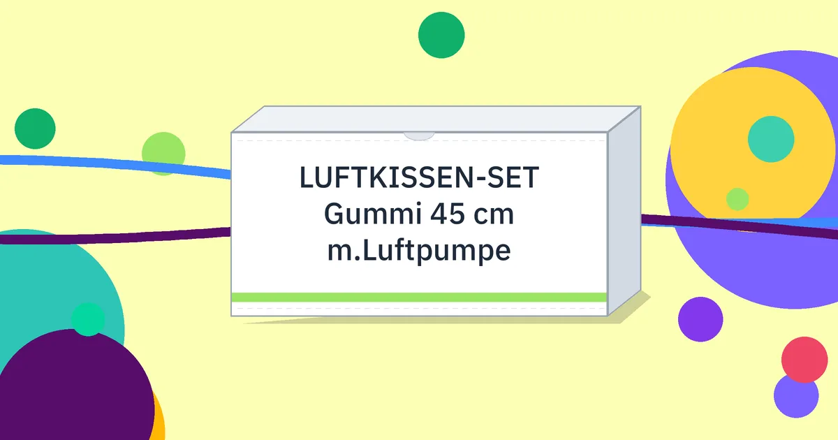Symbolbild: Packung mit der Aufschrift LUFTKISSEN-SET Gummi 45 cm m.Luftpumpe (PZN 00012150) – Verfügbarkeit und Bezug in Apotheken in Frankfurt am Main