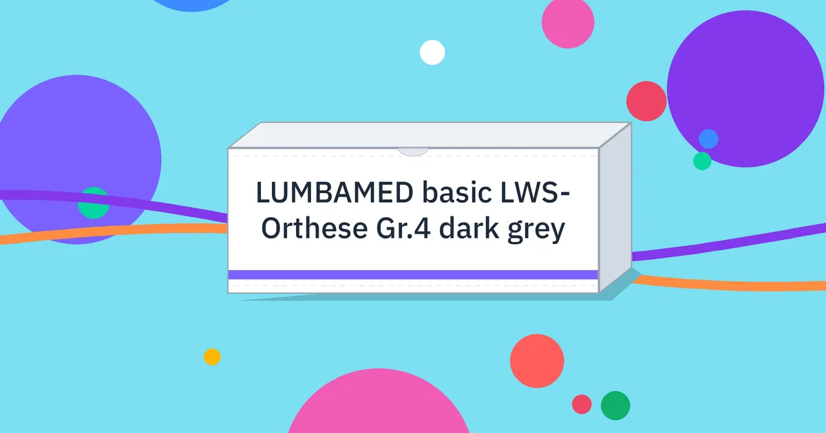 Symbolbild: Packung mit der Aufschrift LUMBAMED basic LWS-Orthese Gr.4 dark grey (PZN 20520196) – Verfügbarkeit und Bezug in Apotheken in Frankfurt am Main