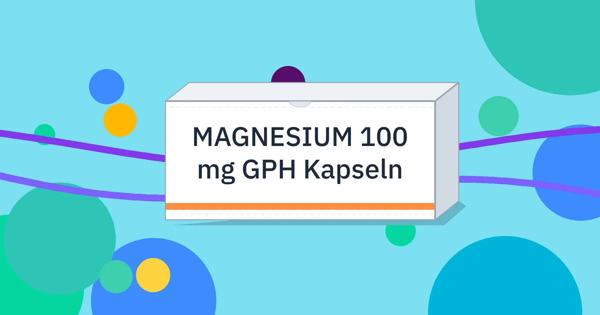 Symbolbild: Packung mit der Aufschrift MAGNESIUM 100 mg GPH Kapseln (PZN 09919101) – Verfügbarkeit und Bezug in Apotheken in Frankfurt am Main