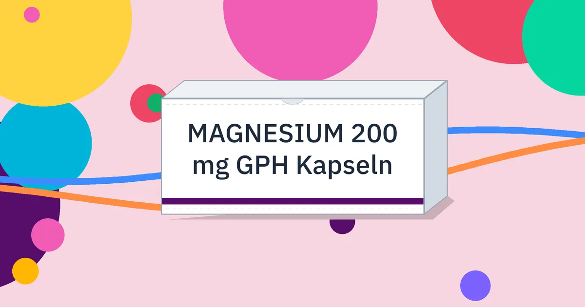 Symbolbild: Packung mit der Aufschrift MAGNESIUM 200 mg GPH Kapseln (PZN 11146474) – Verfügbarkeit und Bezug in Apotheken in Frankfurt am Main