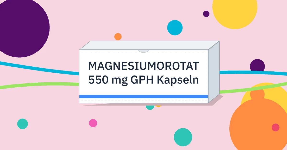 Symbolbild: Packung mit der Aufschrift MAGNESIUMOROTAT 550 mg GPH Kapseln (PZN 11176943) – Verfügbarkeit und Bezug in Apotheken in Frankfurt am Main