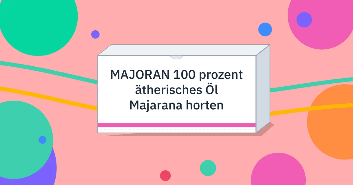 Symbolbild: Packung mit der Aufschrift MAJORAN 100 prozent ätherisches Öl Majarana horten (PZN 03669488) – Verfügbarkeit und Bezug in Apotheken in Frankfurt am Main