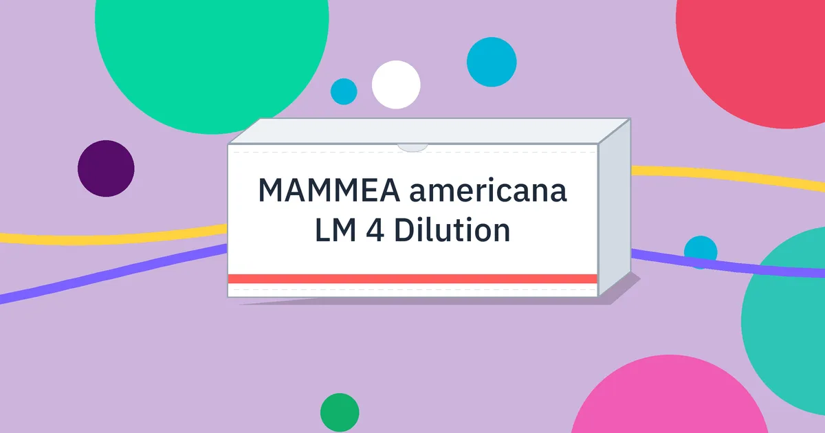 Symbolbild: Packung mit der Aufschrift MAMMEA americana LM 4 Dilution (PZN 13540235) – Verfügbarkeit und Bezug in Apotheken in Frankfurt am Main